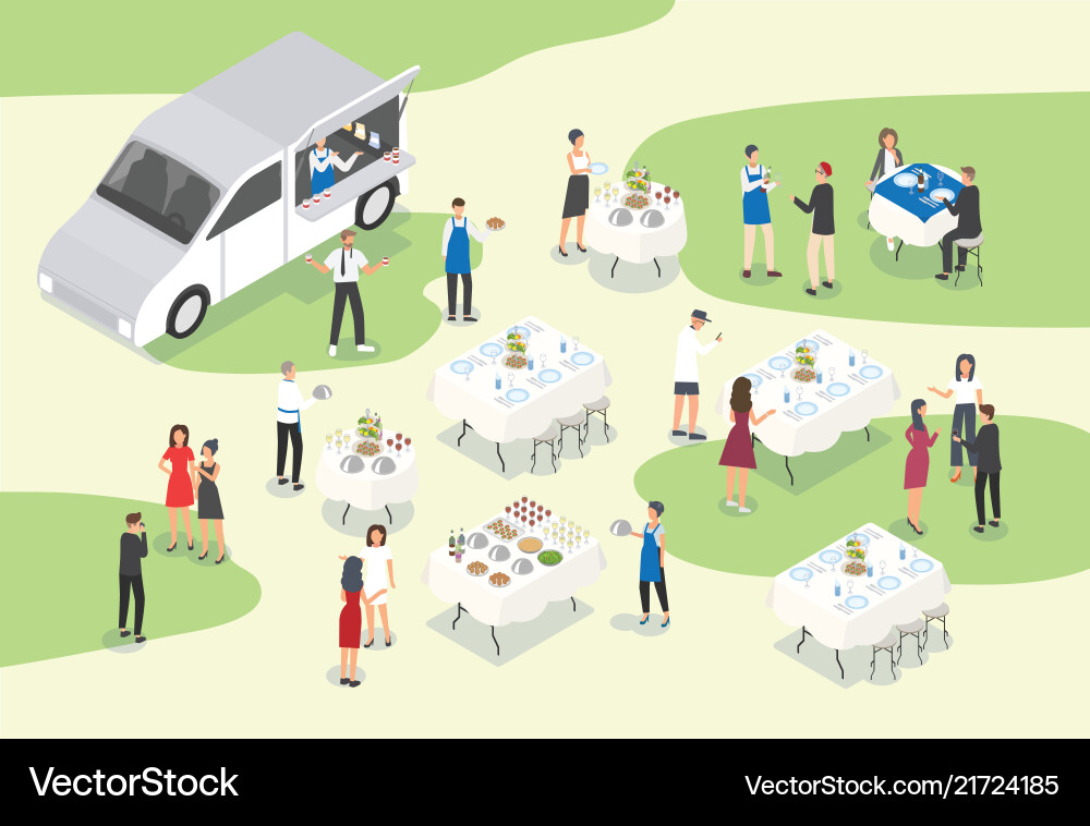 People providing catering at formal event or Vector Image