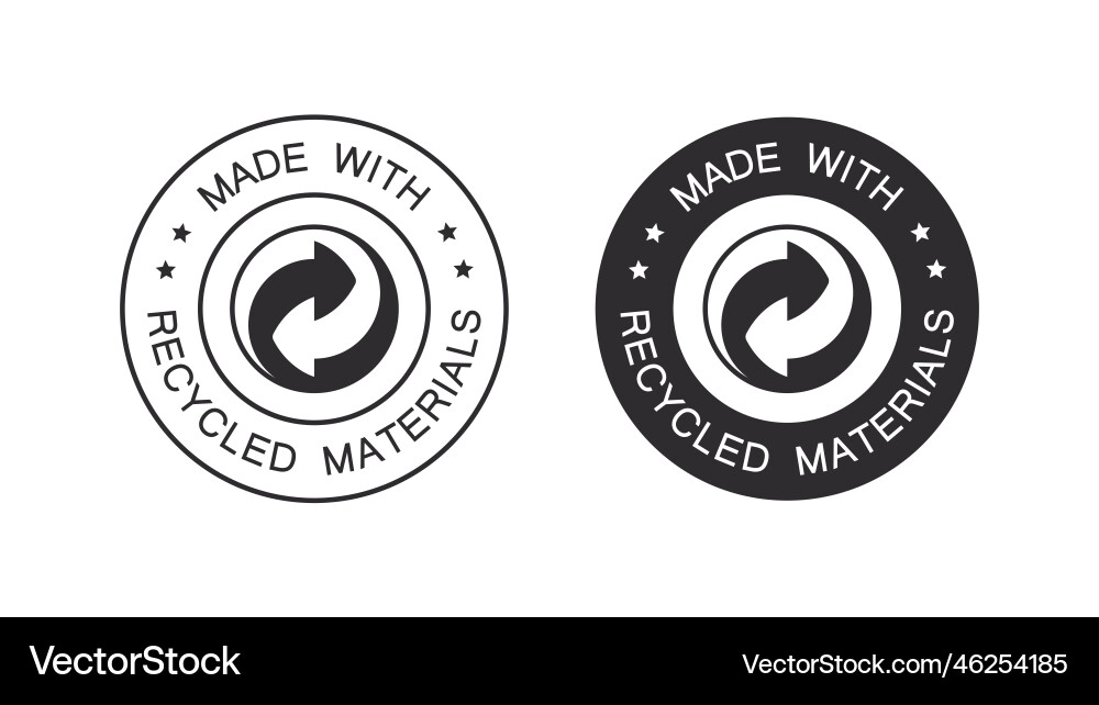 Recycle logo icon badges recycled materials Vector Image