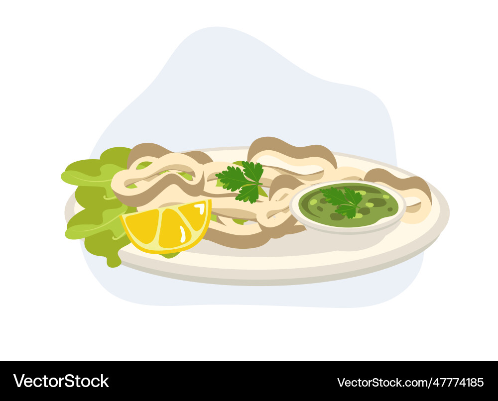 Seafood dish simmered squid with thai spicy Vector Image