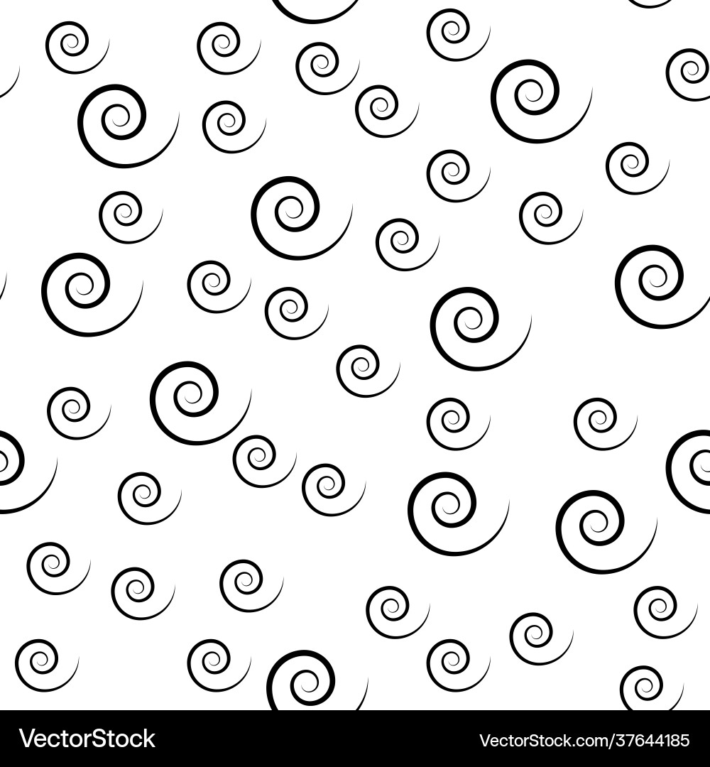 Spiral seamless pattern black twirl isolated Vector Image