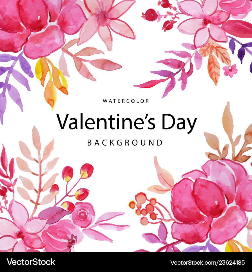 Watercolor valentine elements background Vector Image
