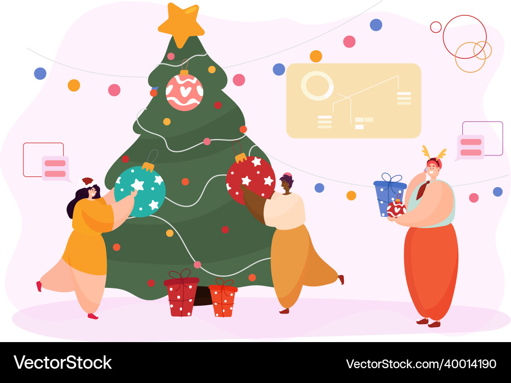 Celebrating new year or christmas at work Vector Image