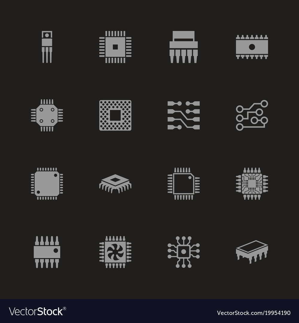 Computer chips - flat icons Royalty Free Vector Image