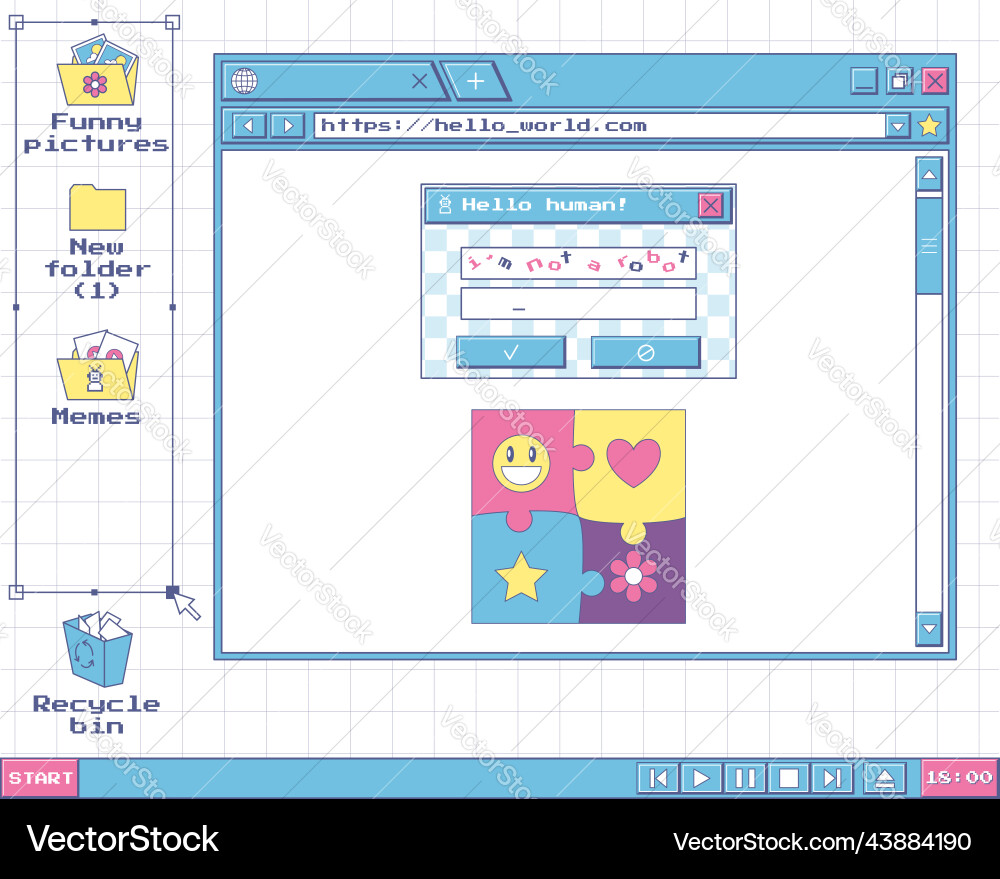 Desktop in style of an old computer ui design Vector Image