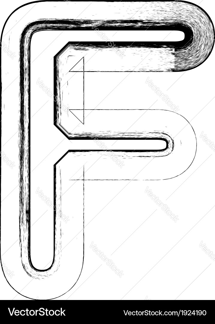 Grunge font letter f Royalty Free Vector Image