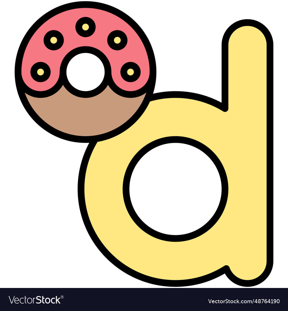 Letter d alphabet with donut icon Royalty Free Vector Image