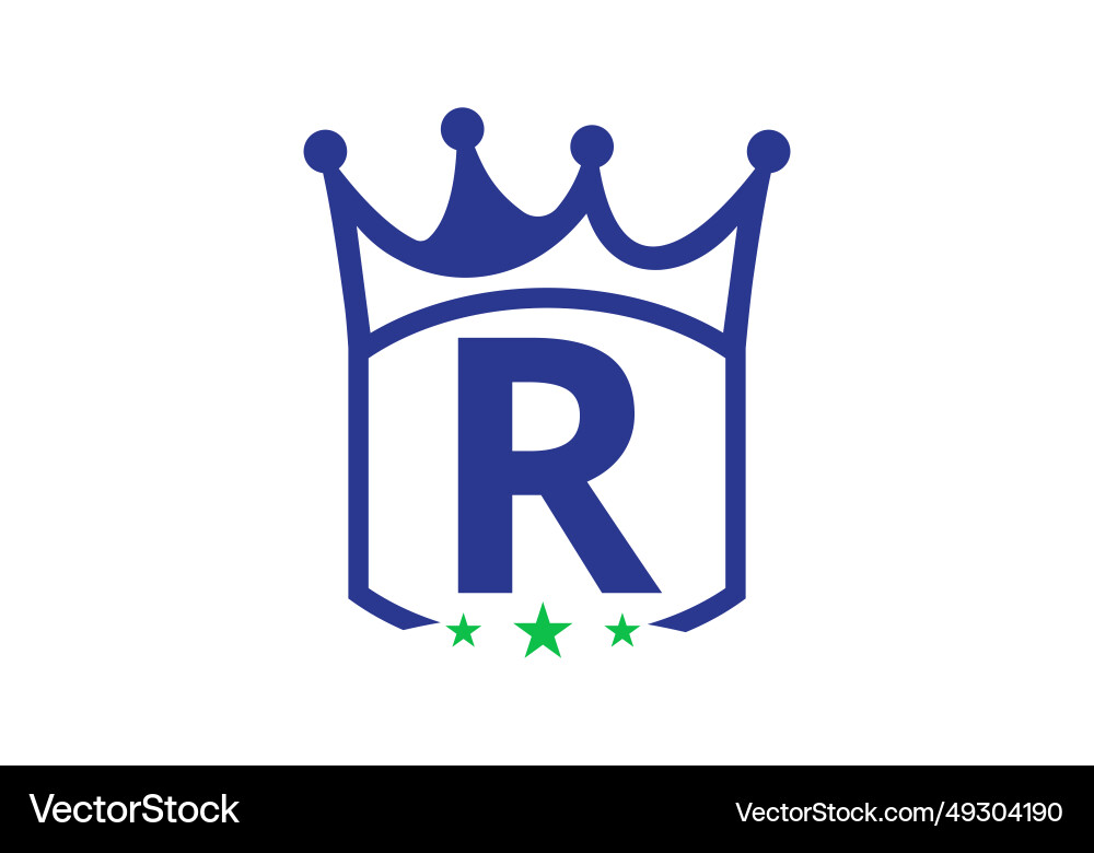 Letter r king crown design template logo Vector Image