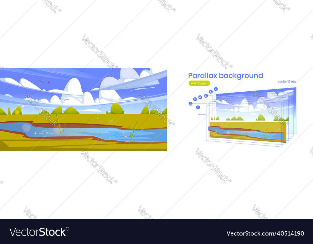 Parallax background cartoon scenery 2d landscape Vector Image