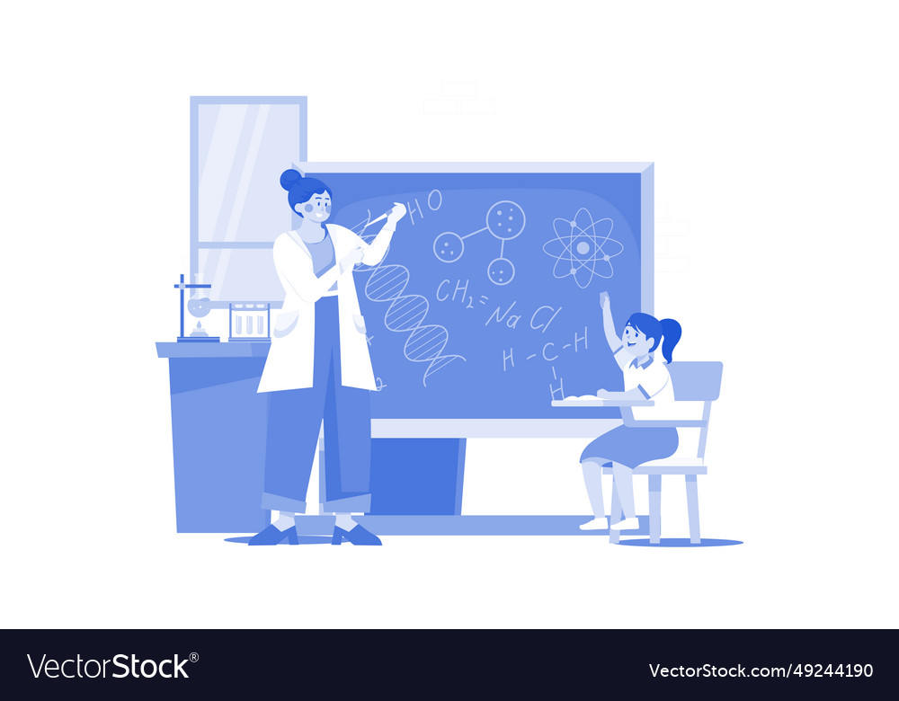Science teacher teaching in class Royalty Free Vector Image