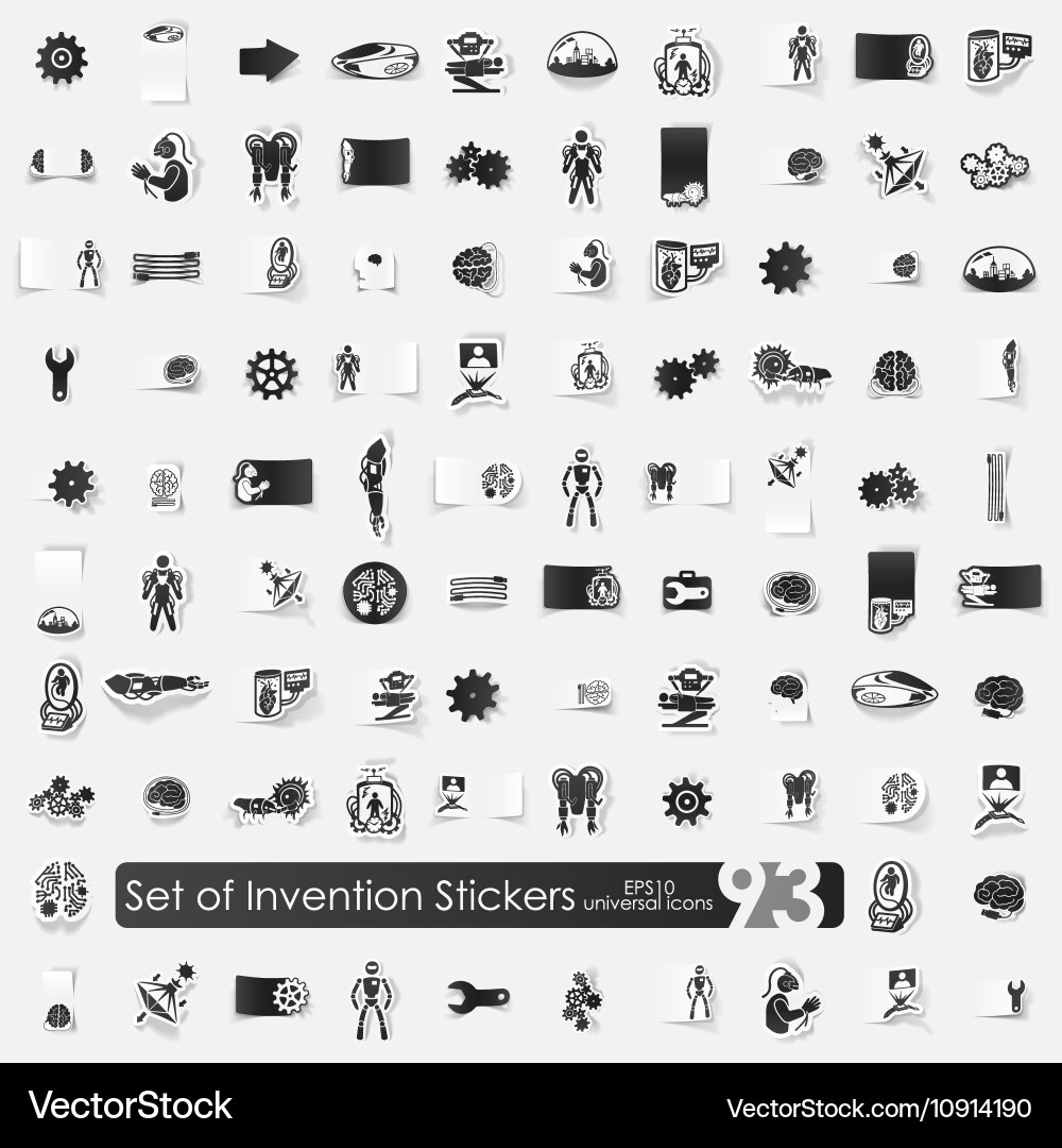 Set of invention stickers Royalty Free Vector Image