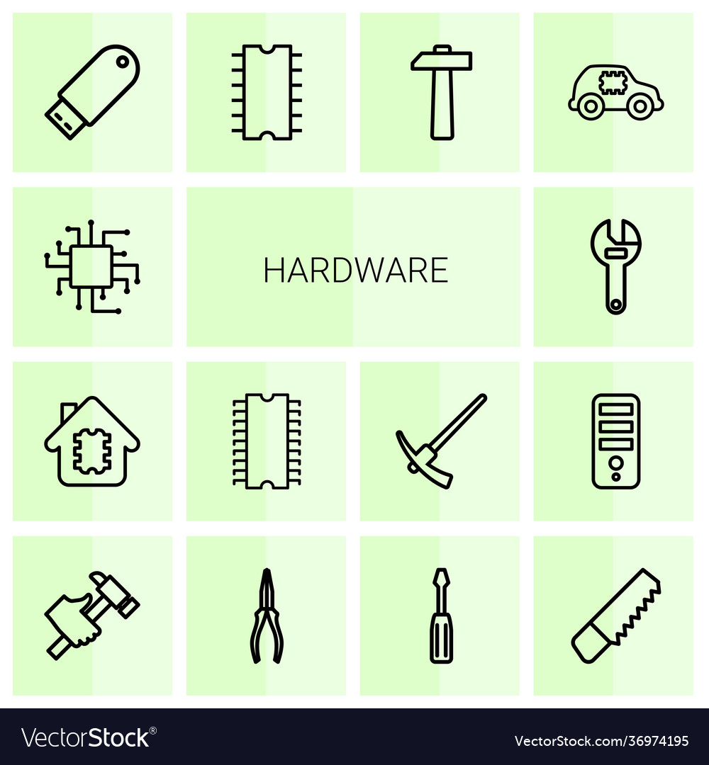 14 hardware icons Royalty Free Vector Image - VectorStock