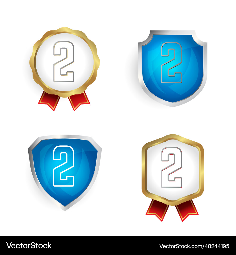 Abstract number 2 badge and label collection Vector Image