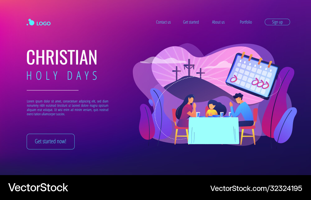 Christian event concept landing page Royalty Free Vector