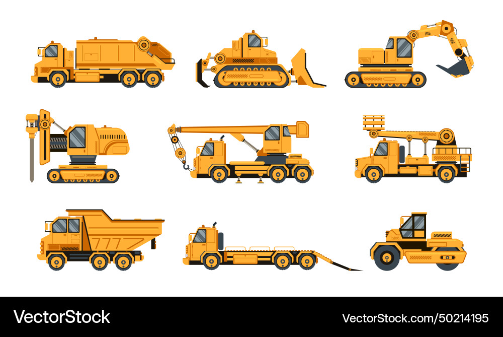 Construction machinery heavy road equipment Vector Image