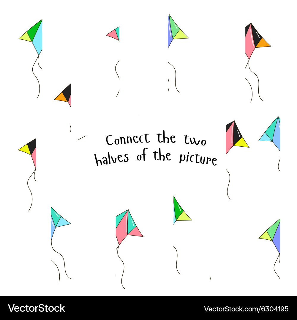 Educational game connect two parts picture Vector Image