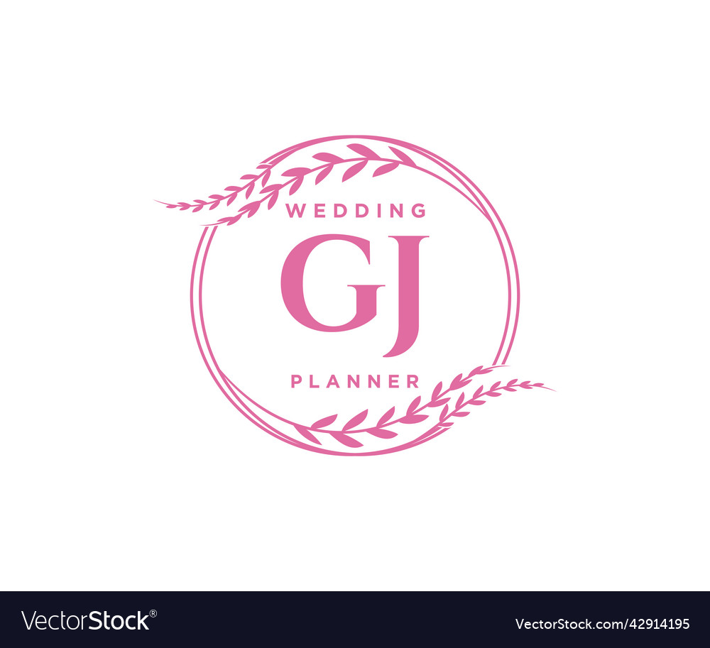 Gj initials letter wedding monogram logos Vector Image