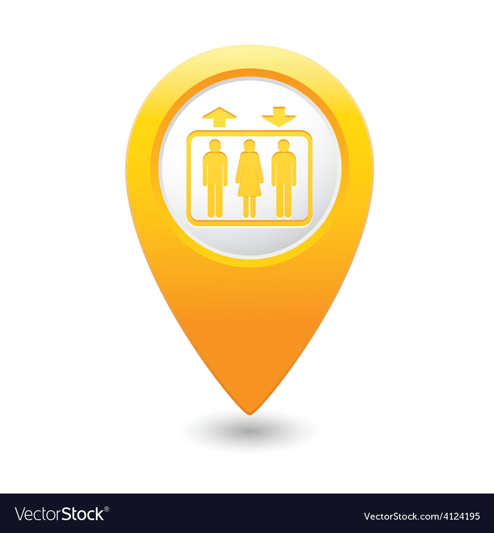 Lift map pointer yellow Royalty Free Vector Image