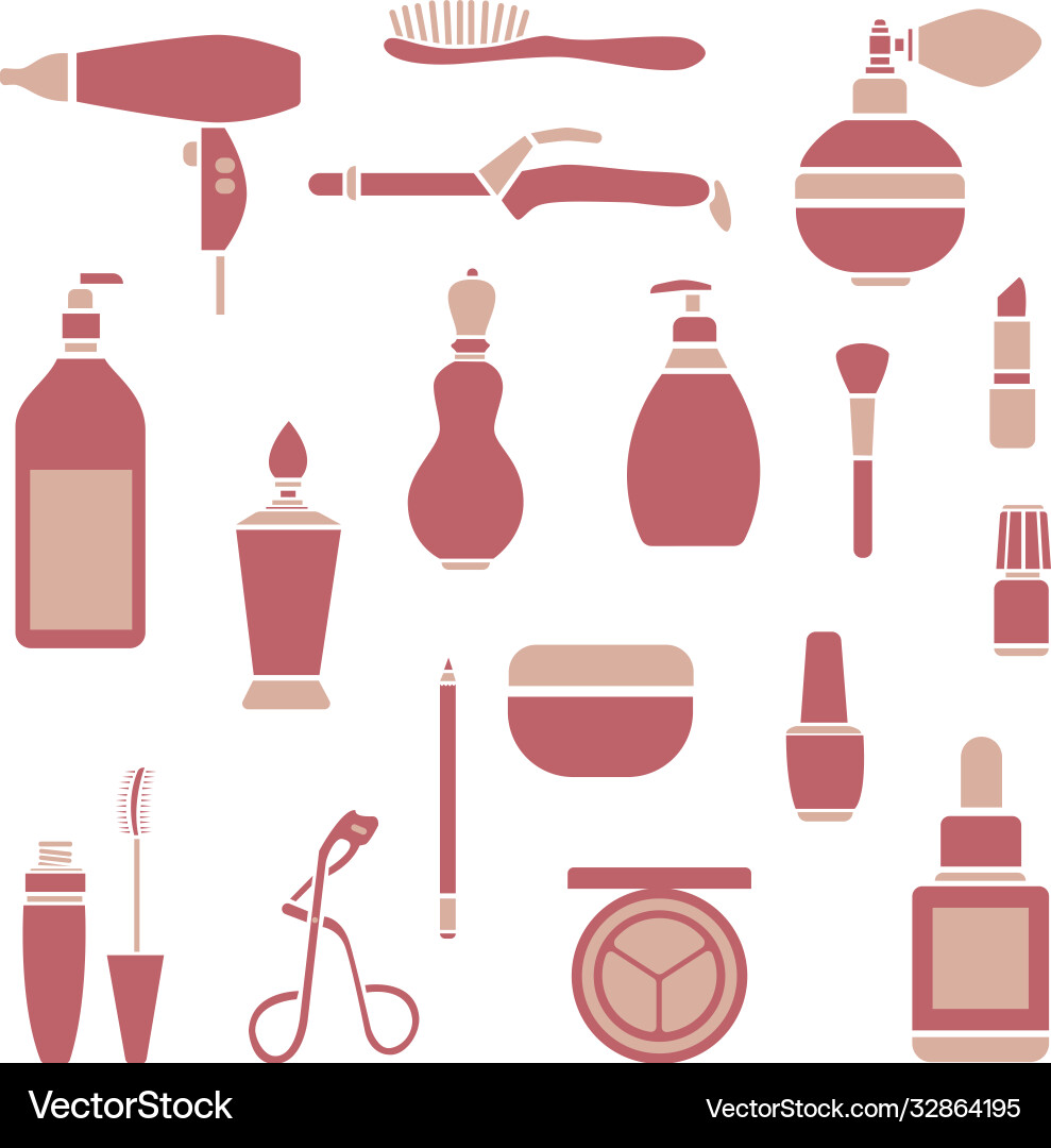 Set graphic beauty supplies Royalty Free Vector Image