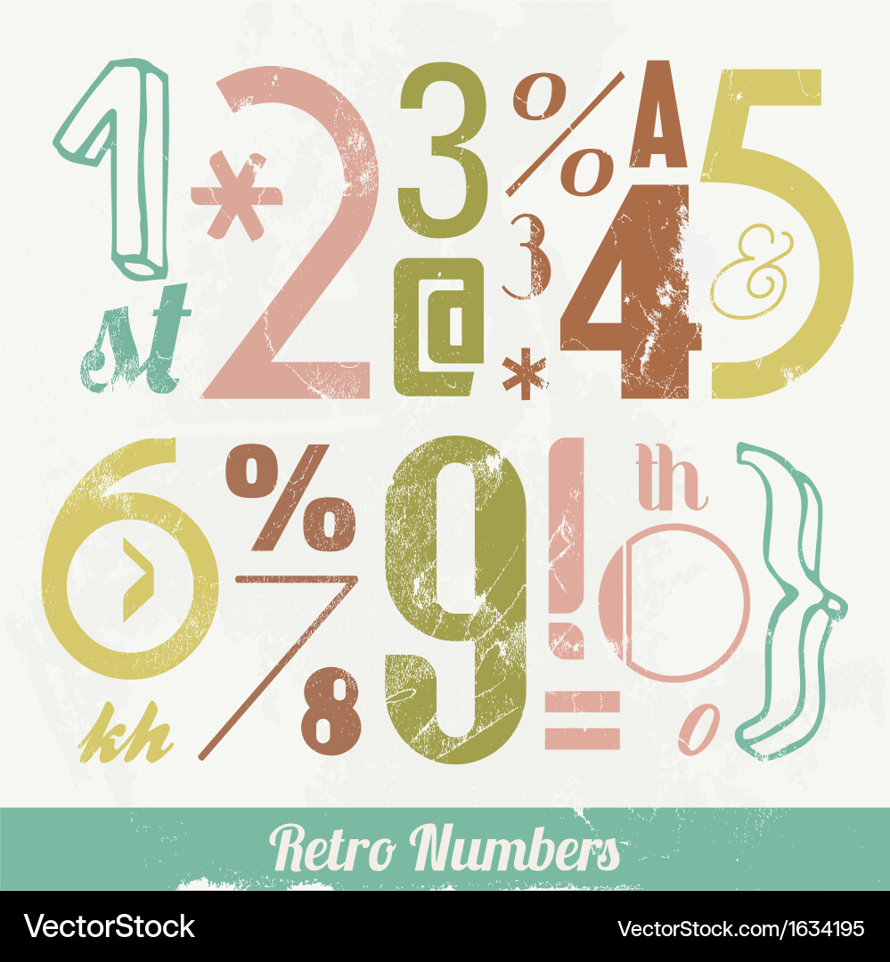 Various retro vintage number and typography Vector Image