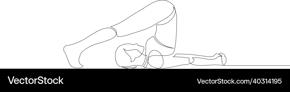 Woman doing yoga plough pose continuous line Vector Image