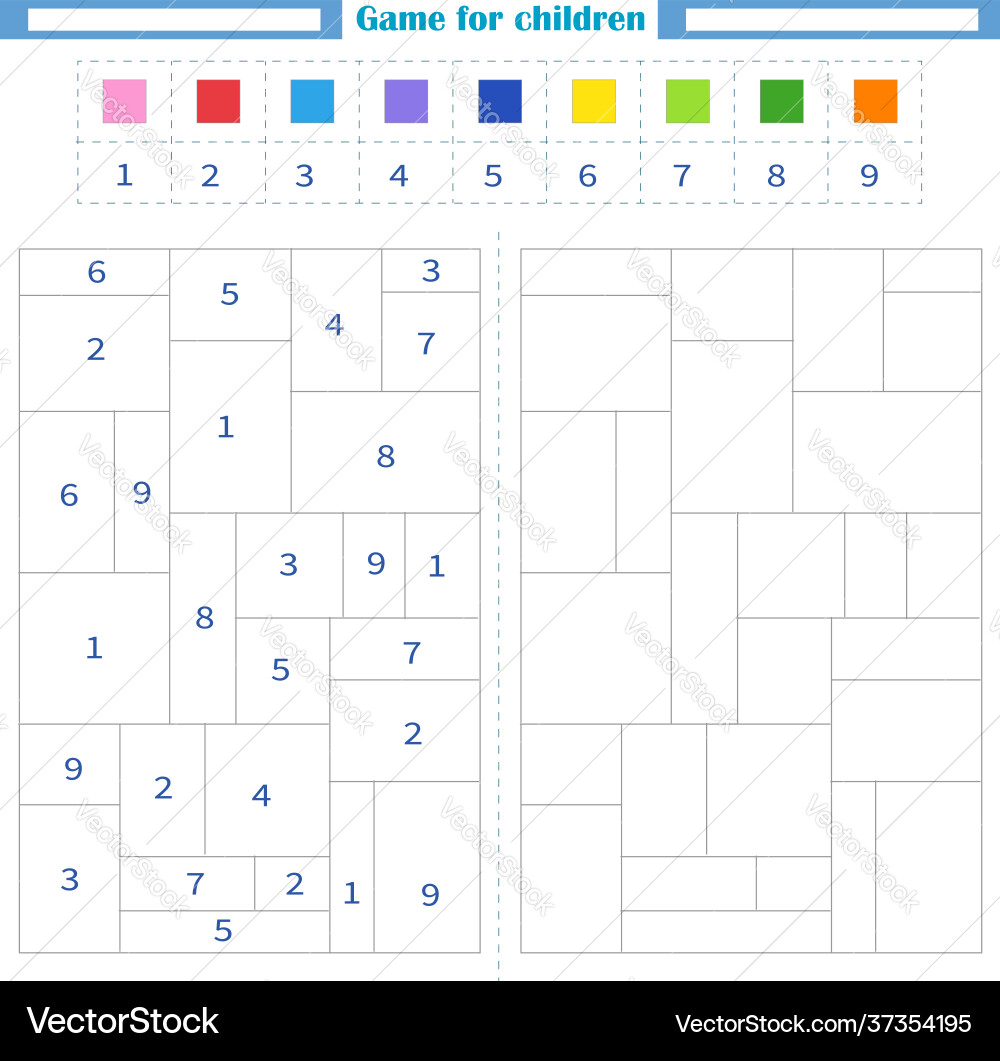 Worksheet for children color empty shapes Vector Image