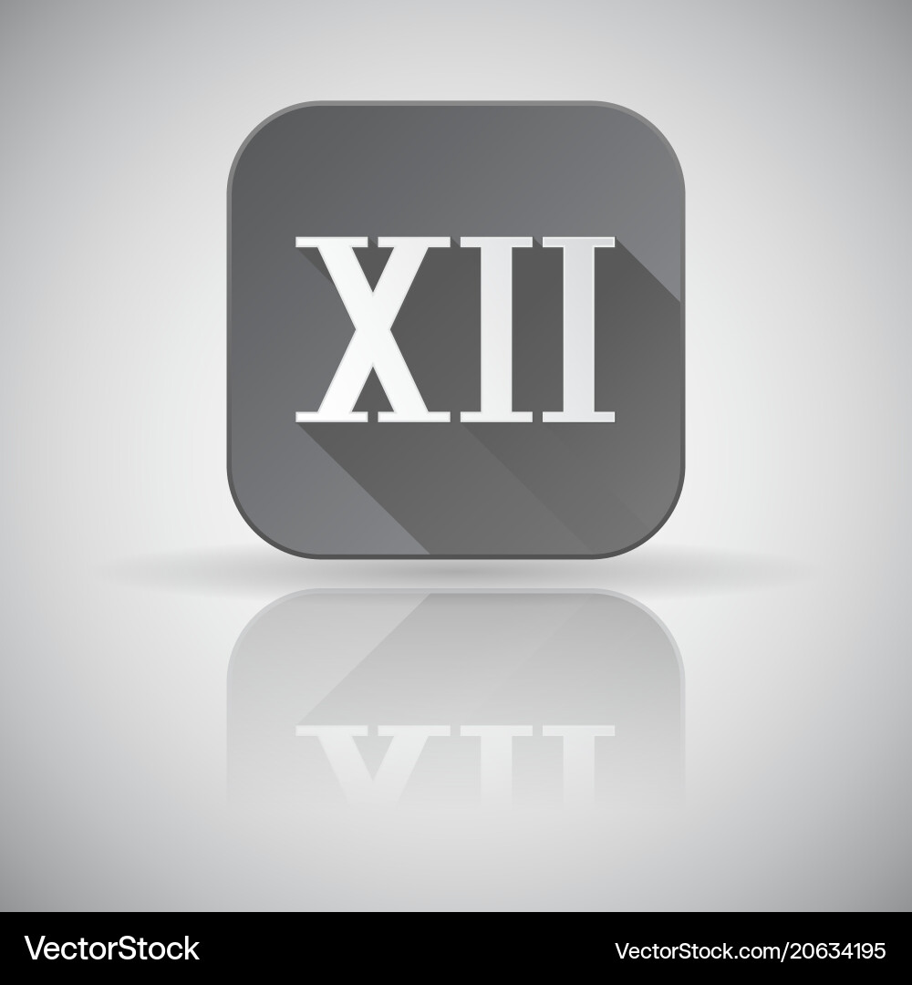 Xii roman numeral grey square icon Royalty Free Vector Image