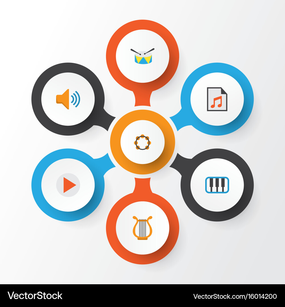 Audio flat icons set collection of button Vector Image