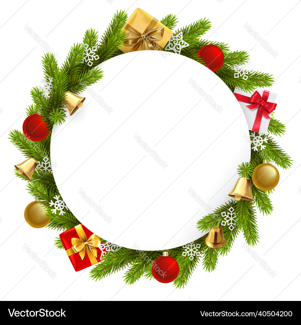 Christmas blank round with gifts Royalty Free Vector Image