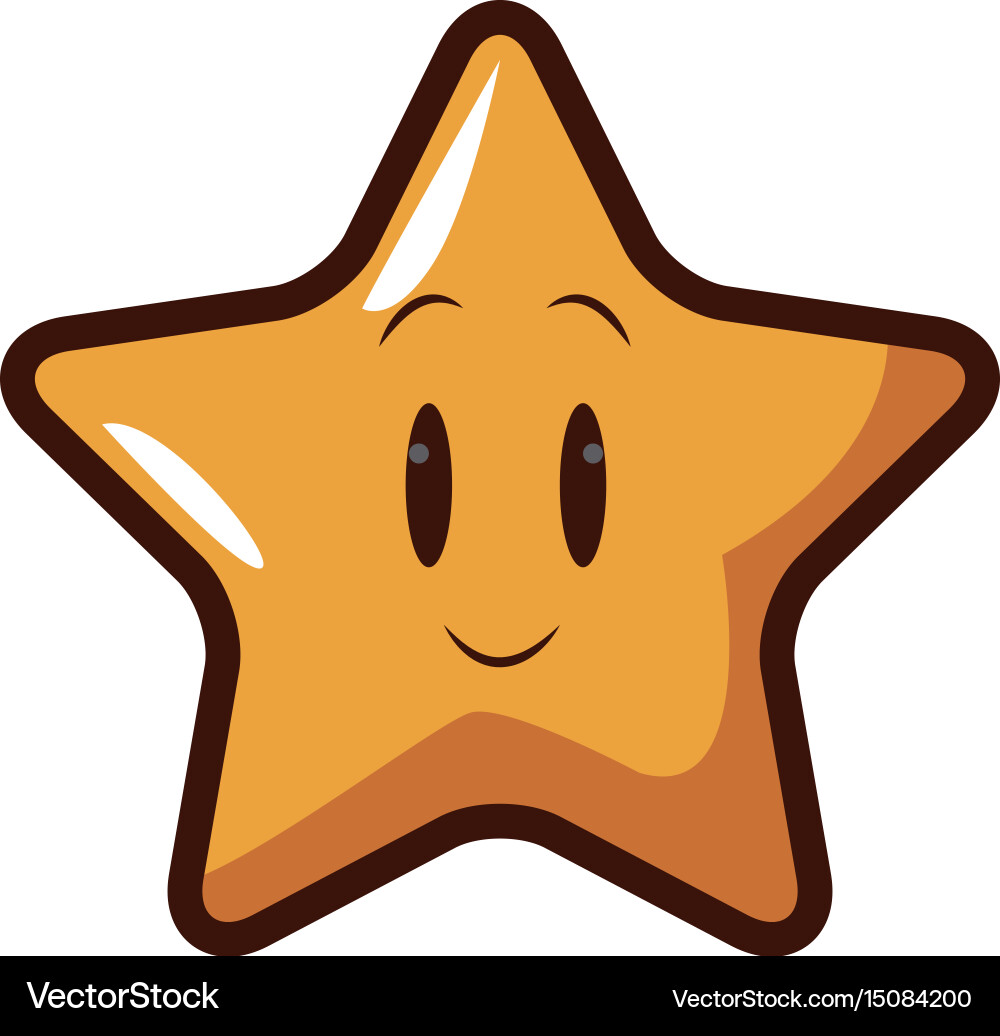 Cute kawaii star face emoticon character Vector Image