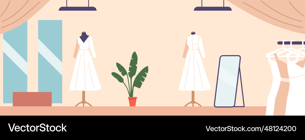 Elegant wedding salon interior with dresses Vector Image