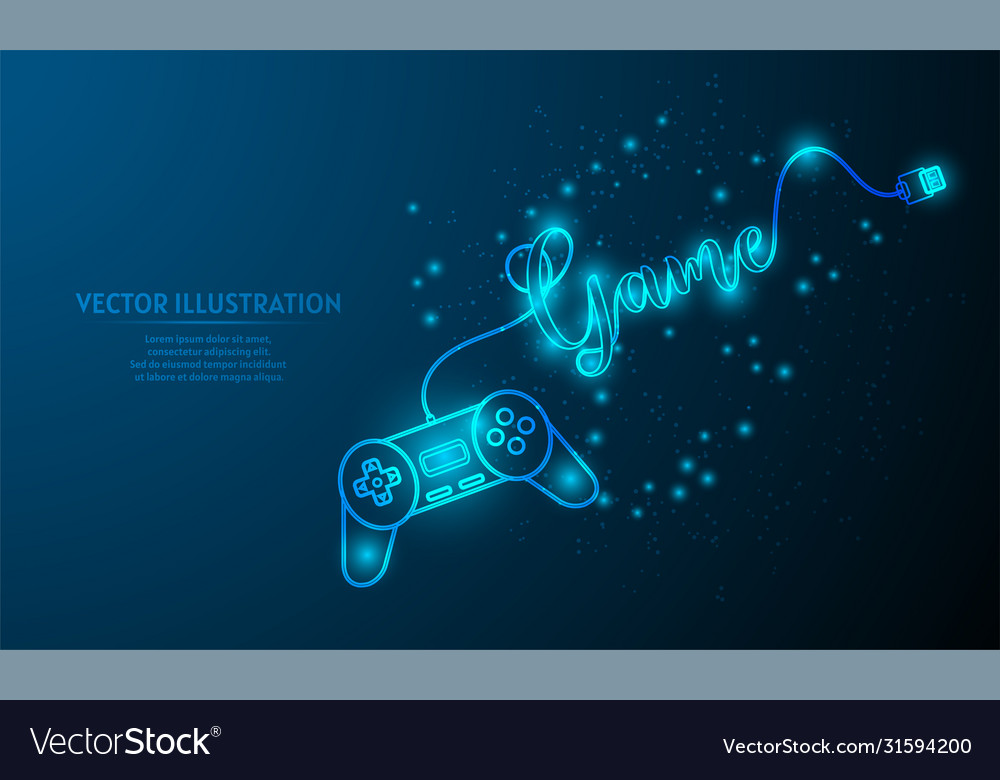 Glowing game controller blue abstract background Vector Image