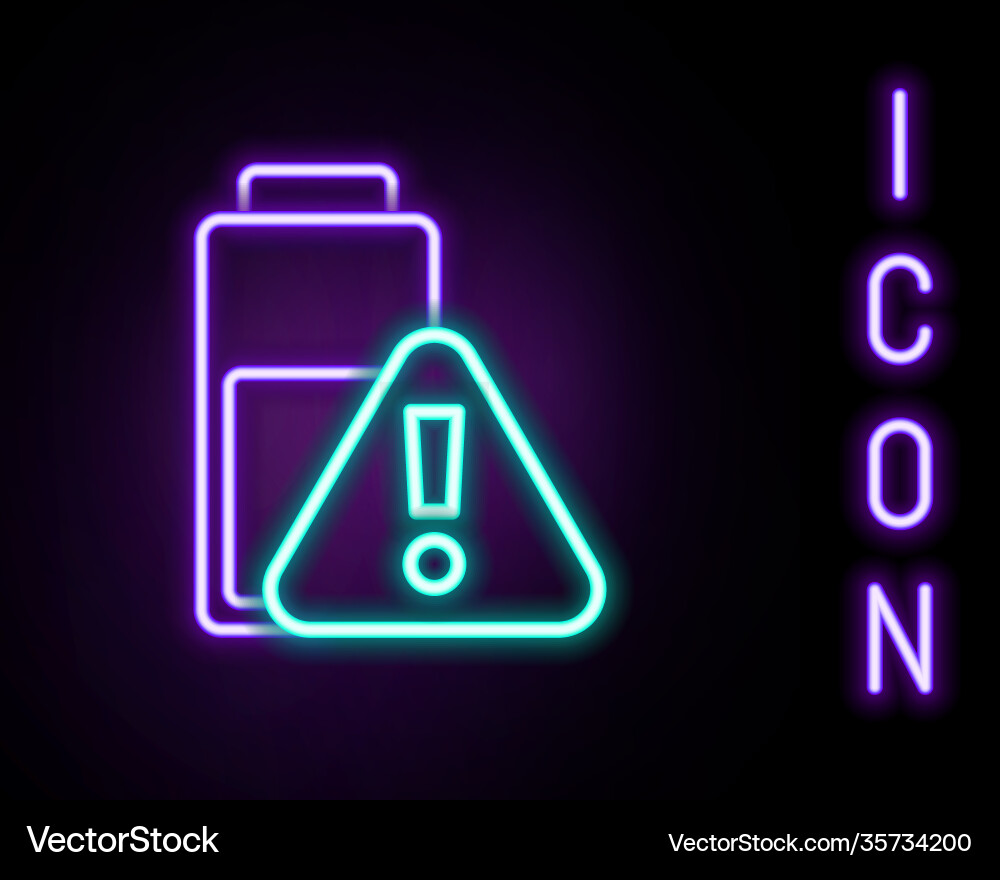 Glowing neon line smartphone battery charge icon Vector Image