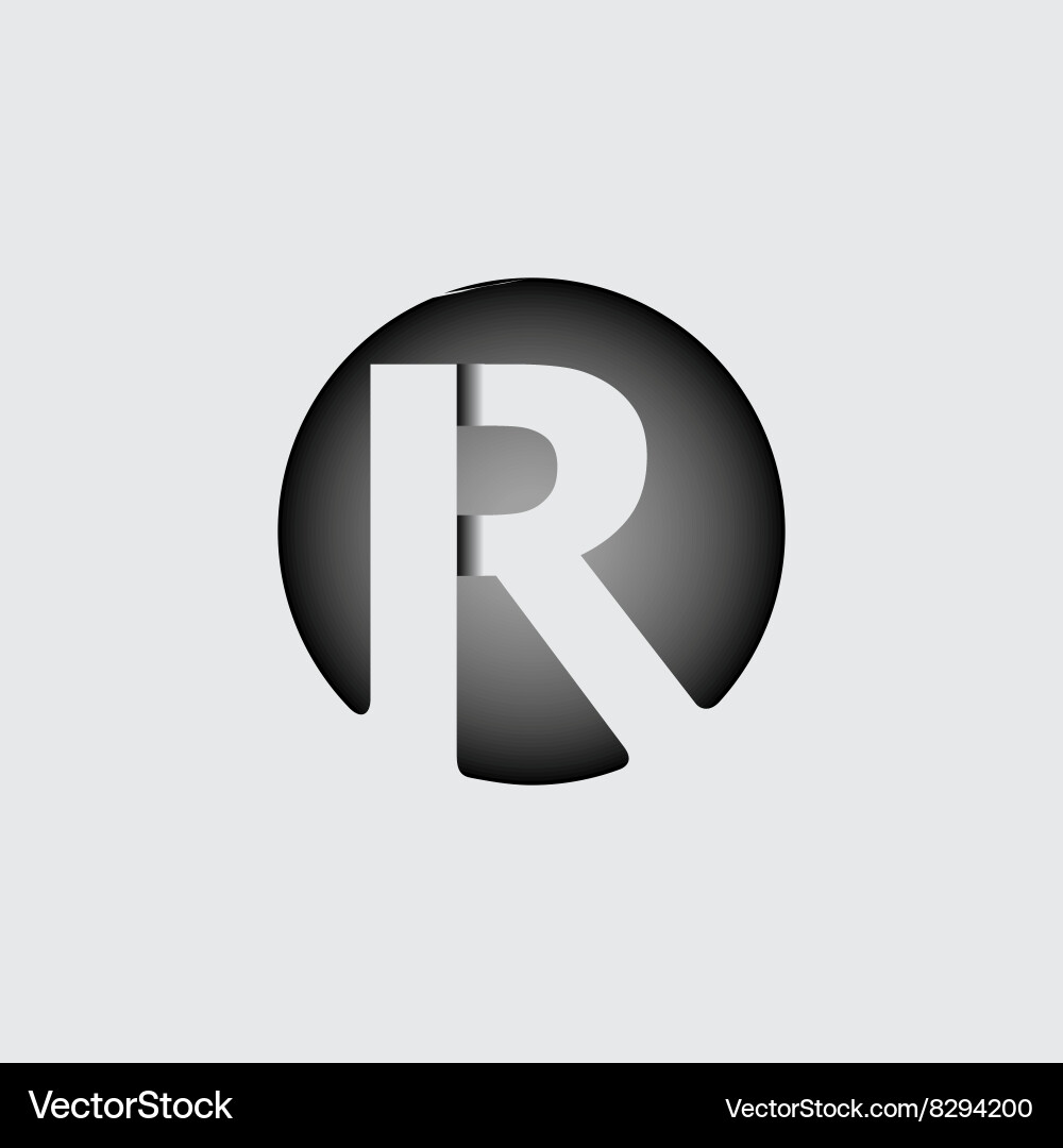 Letter r made wide white stripes Royalty Free Vector Image