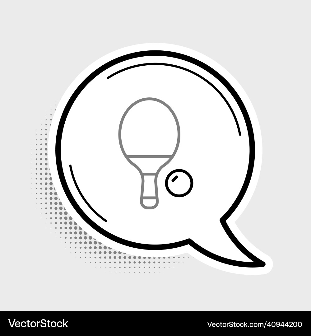 Line racket for playing table tennis icon isolated