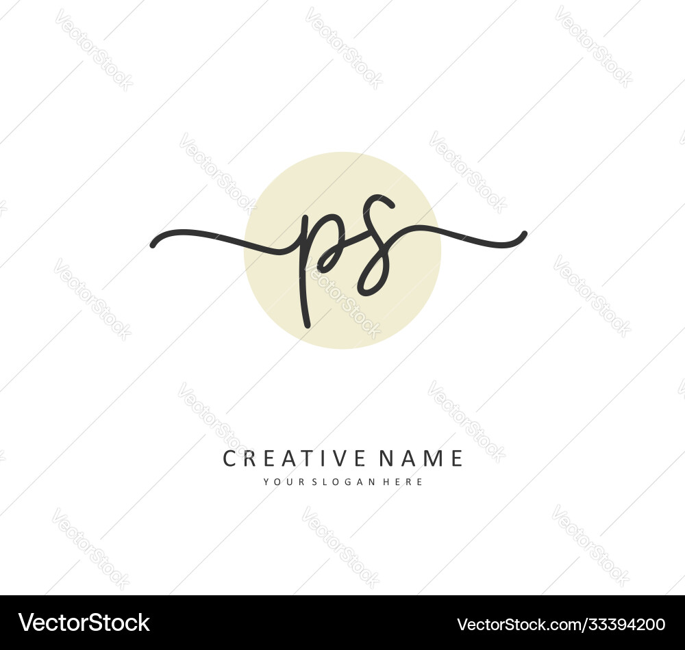 P s ps initial letter handwriting and signature Vector Image