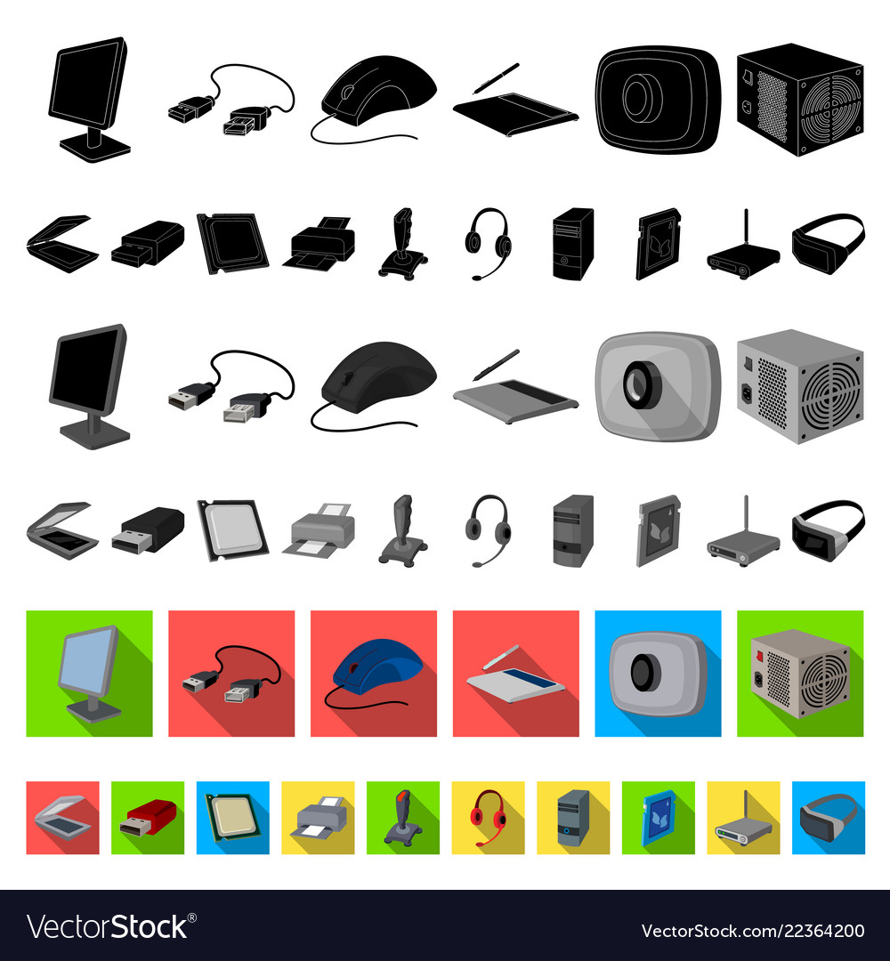 Personal computer flat icons in set collection Vector Image