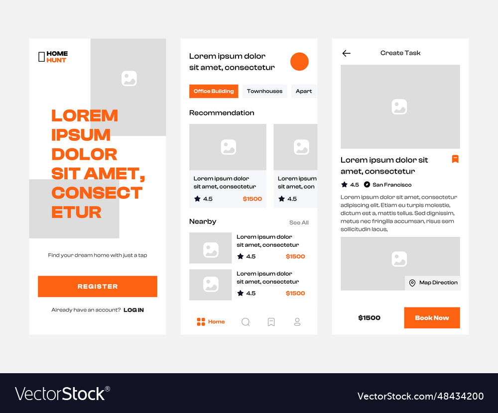 Property ui design template Royalty Free Vector Image Property ui design template Royalty Free Vector Image
