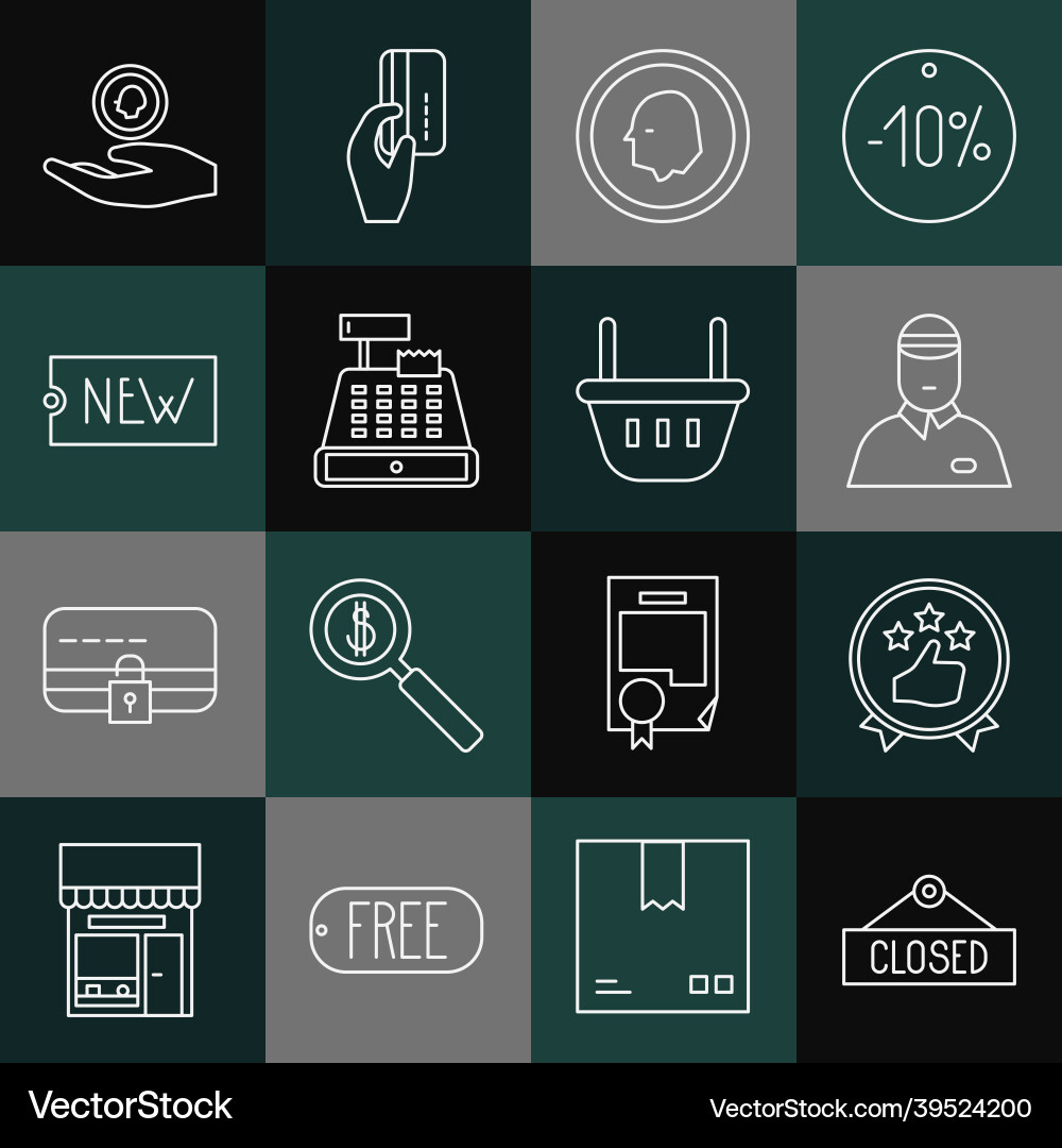 Set line hanging sign with closed consumer Vector Image