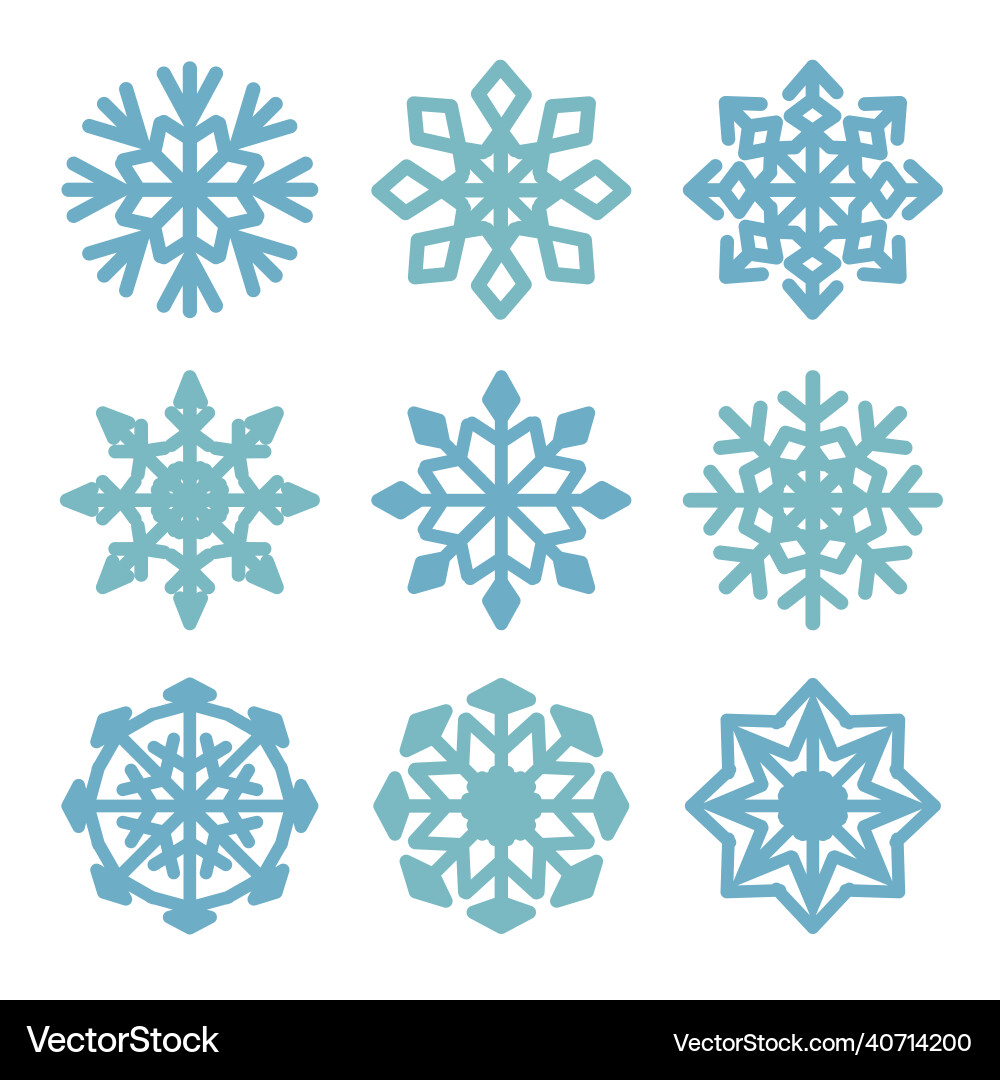 Set of blue snowflakes Royalty Free Vector Image
