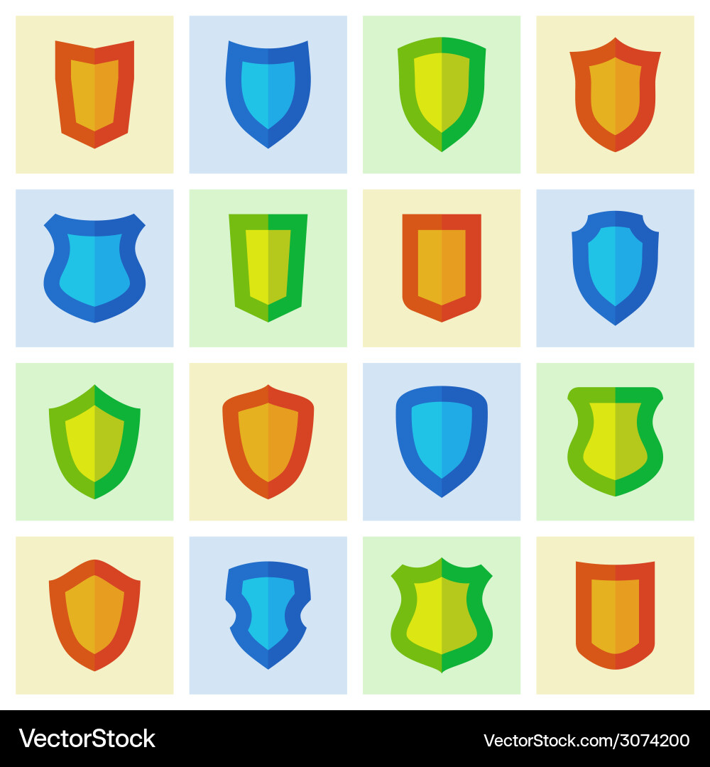 Set of different shield shapes icons Royalty Free Vector