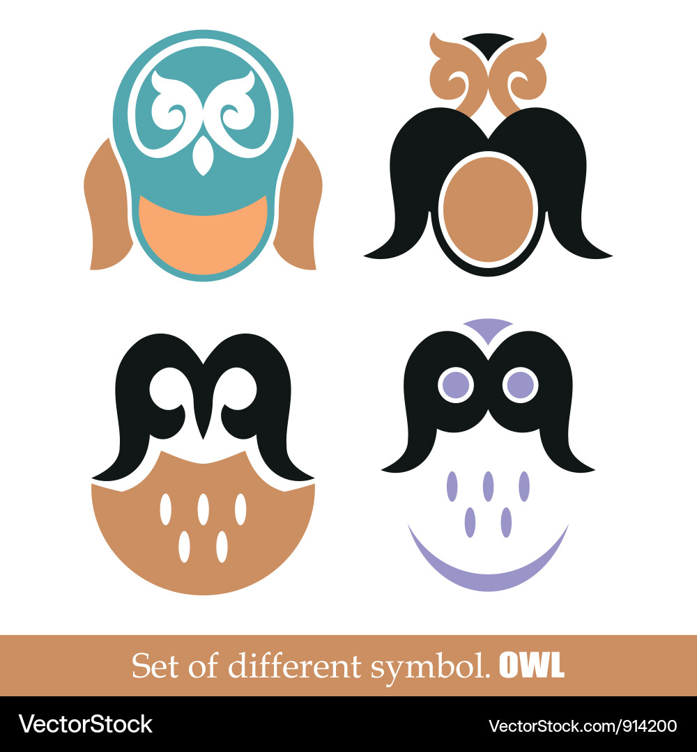 Set of symbols owl Royalty Free Vector Image - VectorStock