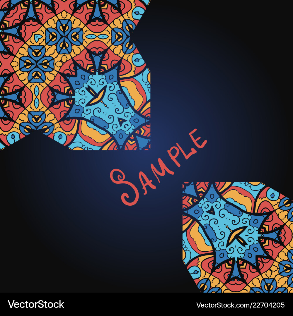 Abstract design ornate style in blue and red Vector Image