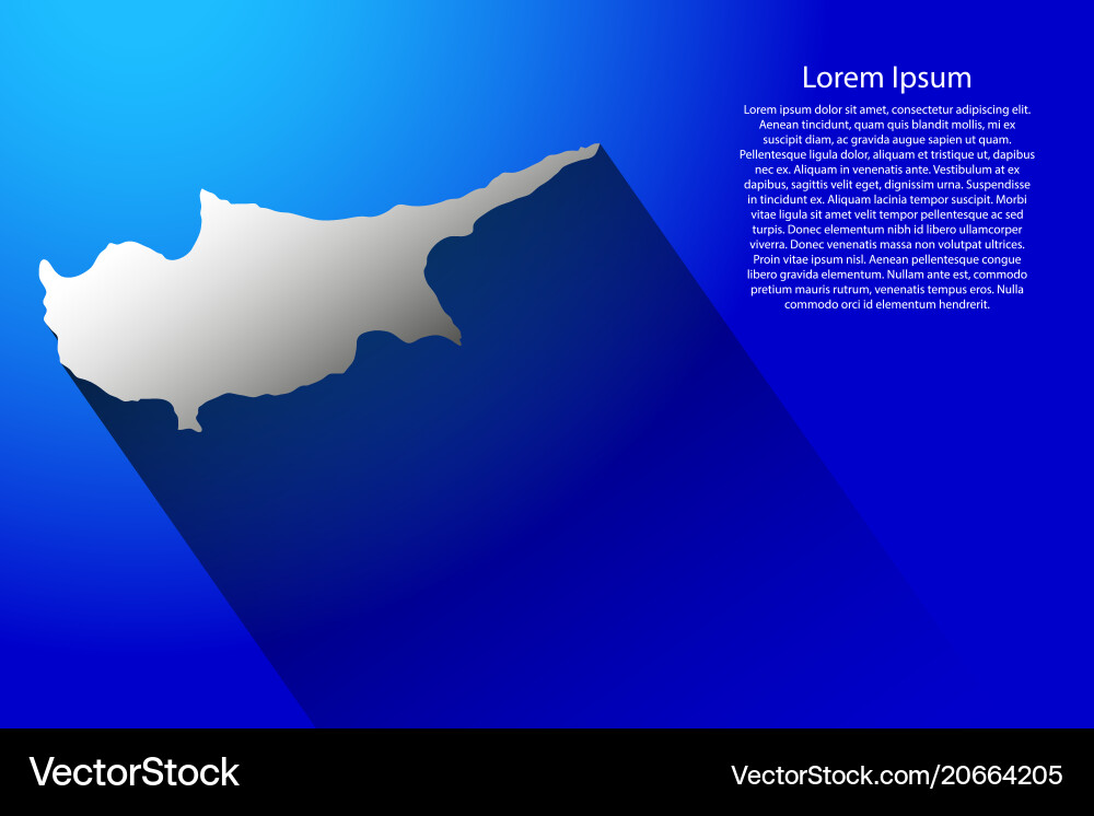 Abstract map of cyprus with long shadow on blue Vector Image