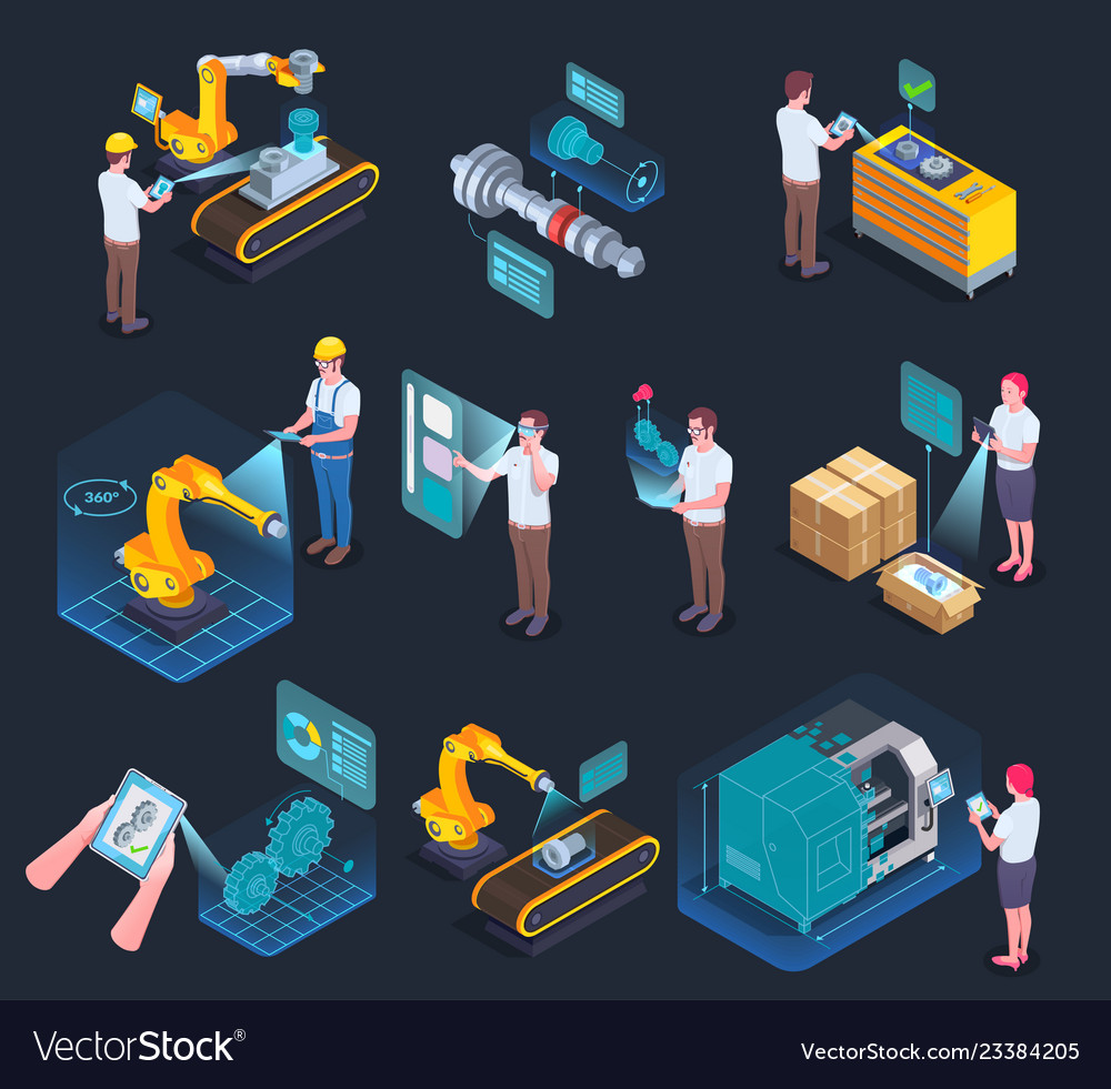 Augmented reality isometric icons Royalty Free Vector Image Augmented reality isometric icons Royalty Free Vector Image