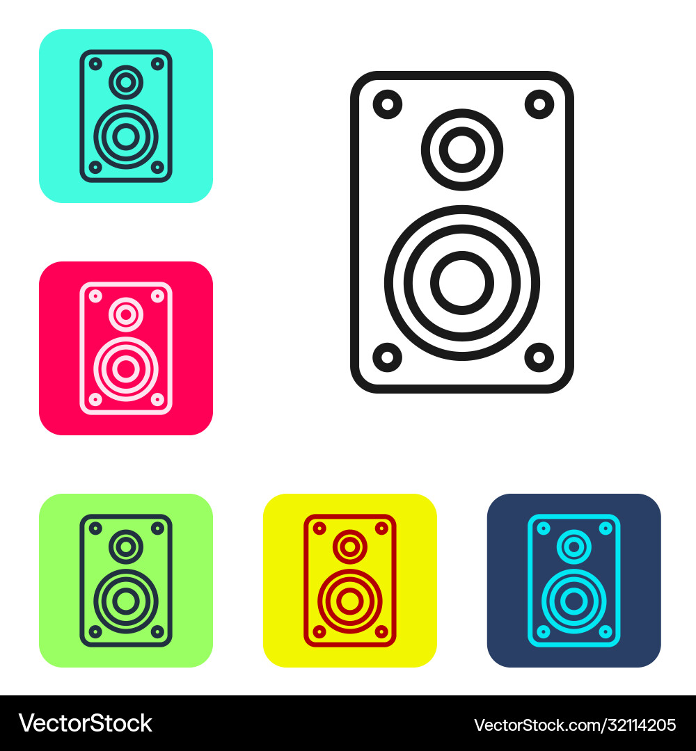 Black line stereo speaker icon isolated on white Vector Image