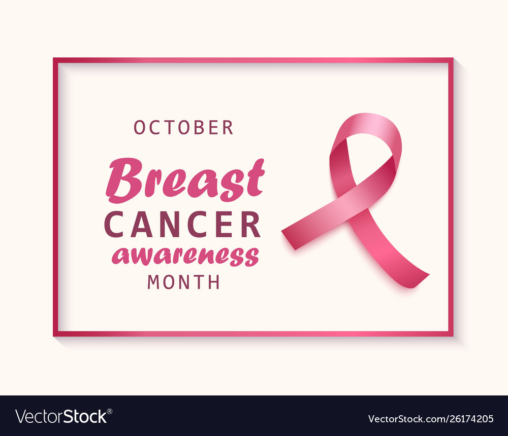 Breast Cancer Awareness Banner With Pink Ribbon Vector Image