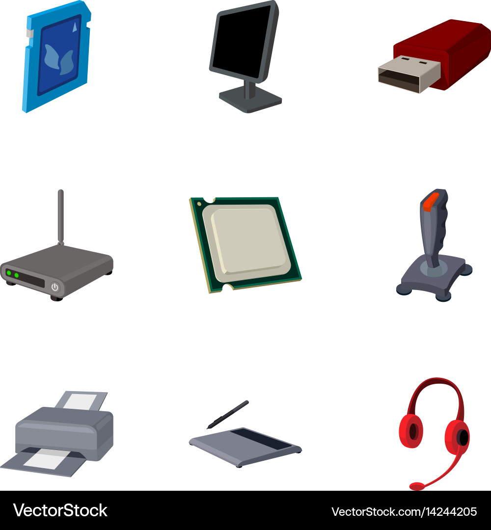 Computer accessories headphones parts Royalty Free Vector