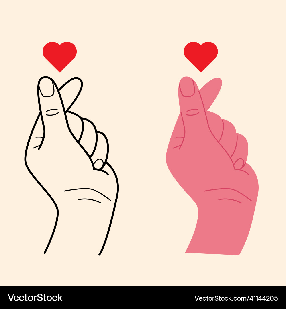 Hand making mini heart symbol icon logo set Vector Image