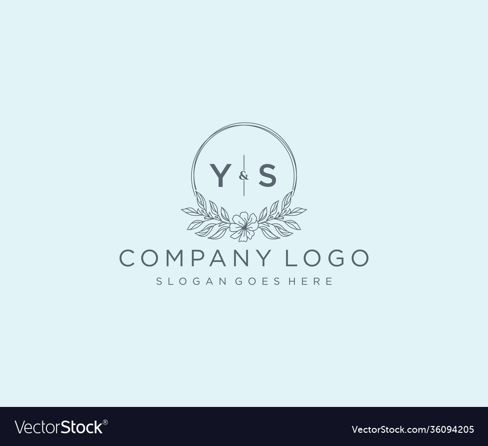 Initial ys letters floral frames unique Royalty Free Vector