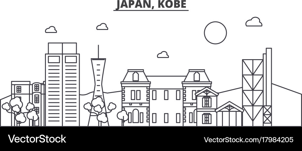 Japan kobe architecture line skyline Royalty Free Vector